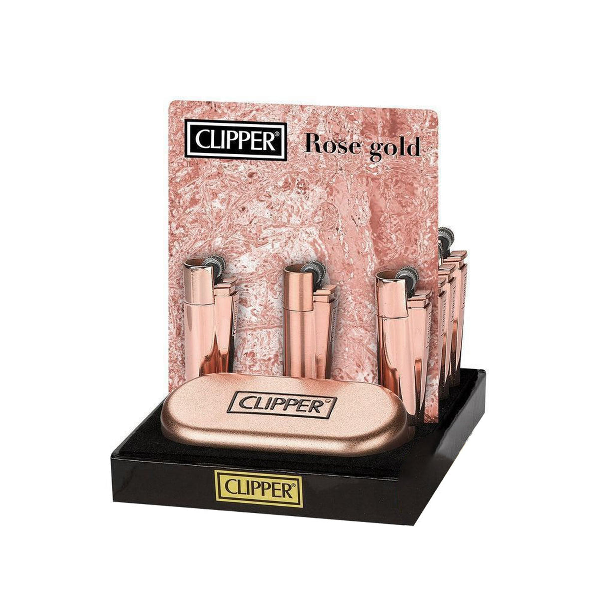 Clipper Rose Gold Metal Lighters – Borealis Buds