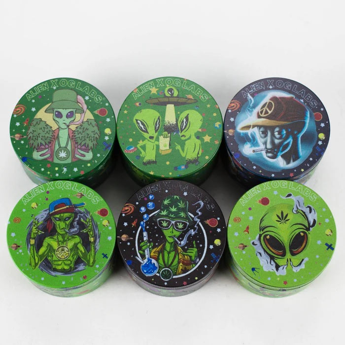 4 Layes 63mm Alien assorted Design Metal Grinder – Borealis Buds